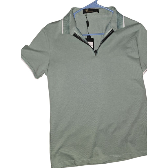 TR Premium | Shirts | Mens Tr Premium Aquamarine White Striped Polo ...